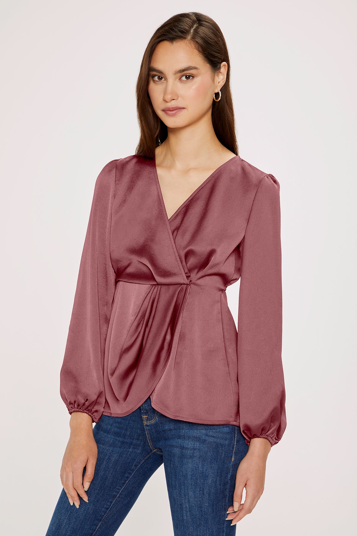 Bella Draped Blouse | Maroon – Three Dots