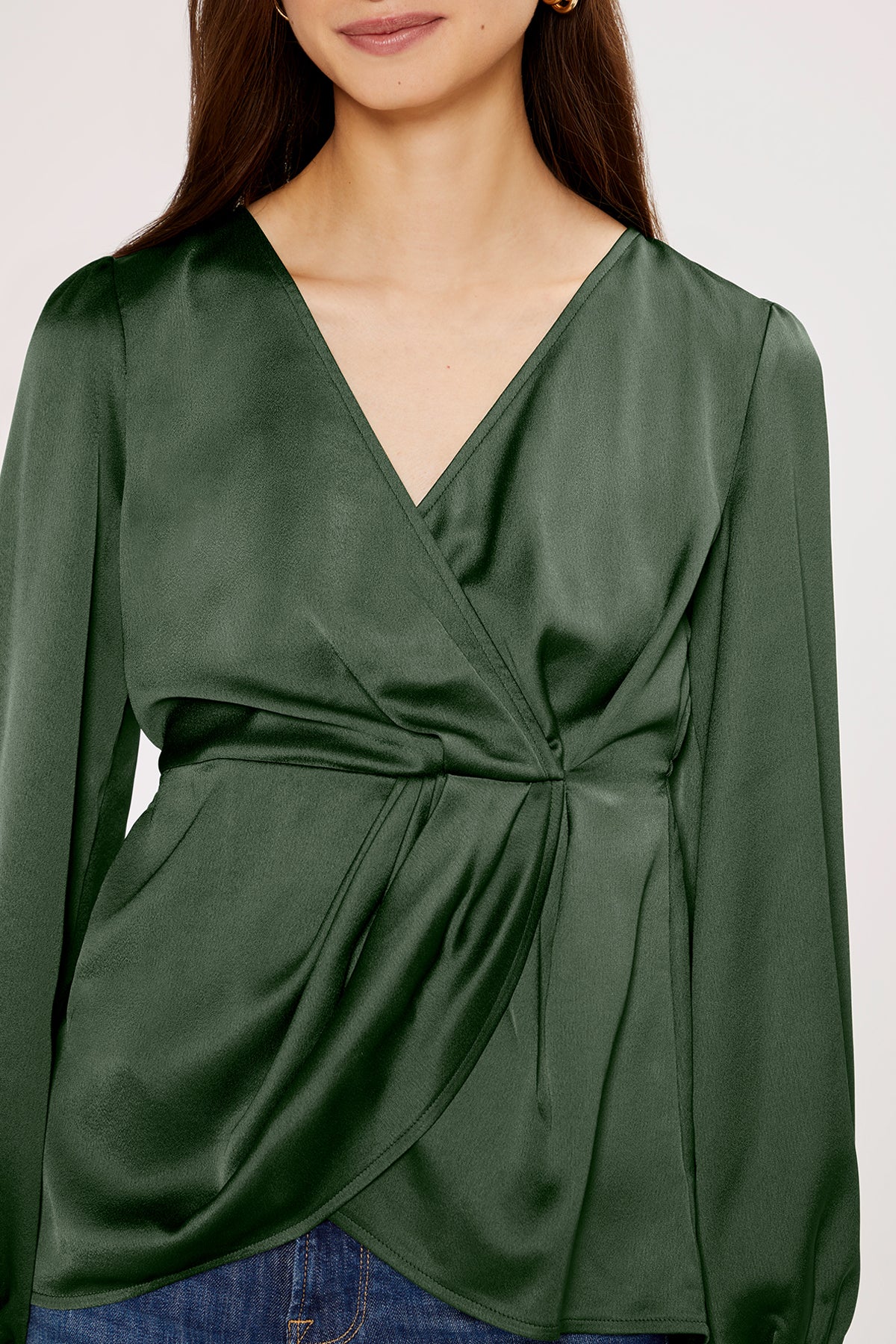 Bella Draped Blouse | Deep Forest – Three Dots