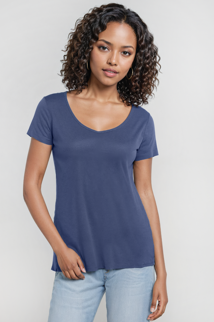 V-Neck Short Sleeve Tee | Partly Cloudy– Three Dots