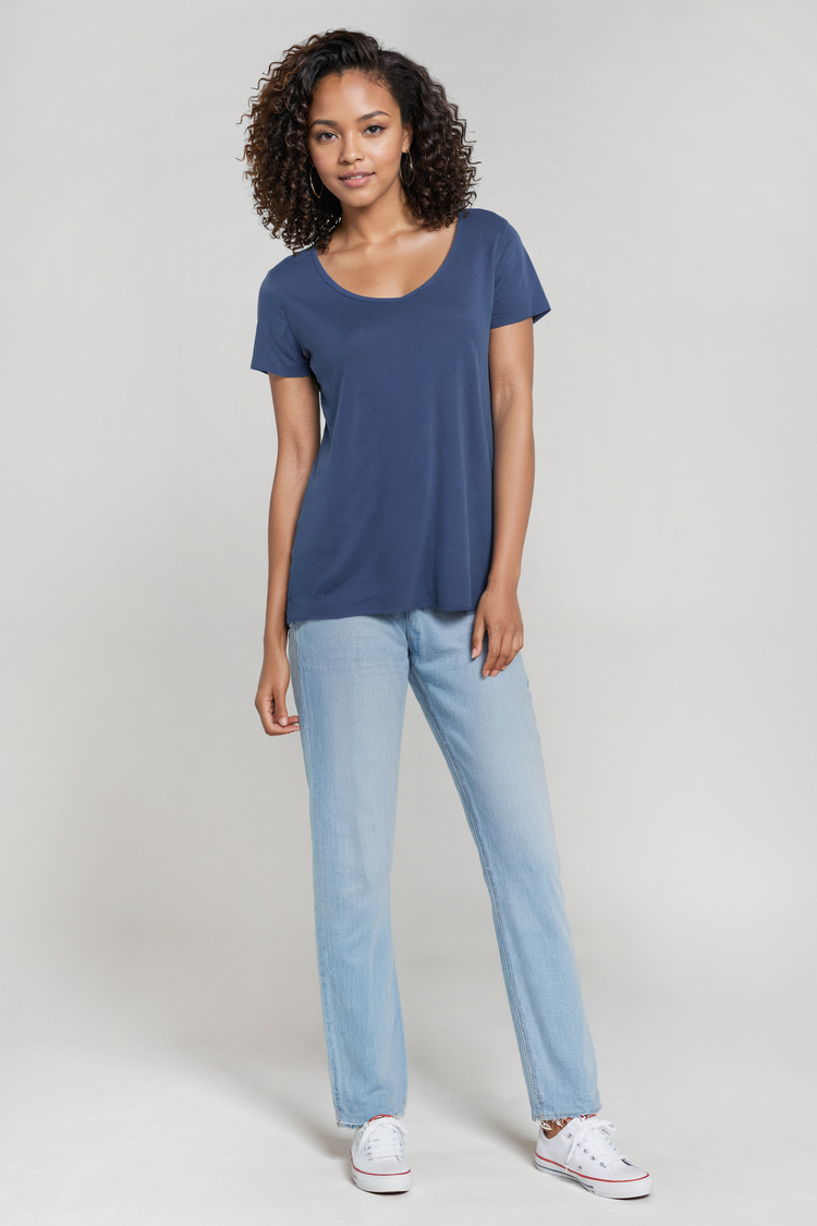 V-Neck Short Sleeve Tee | Partly Cloudy– Three Dots